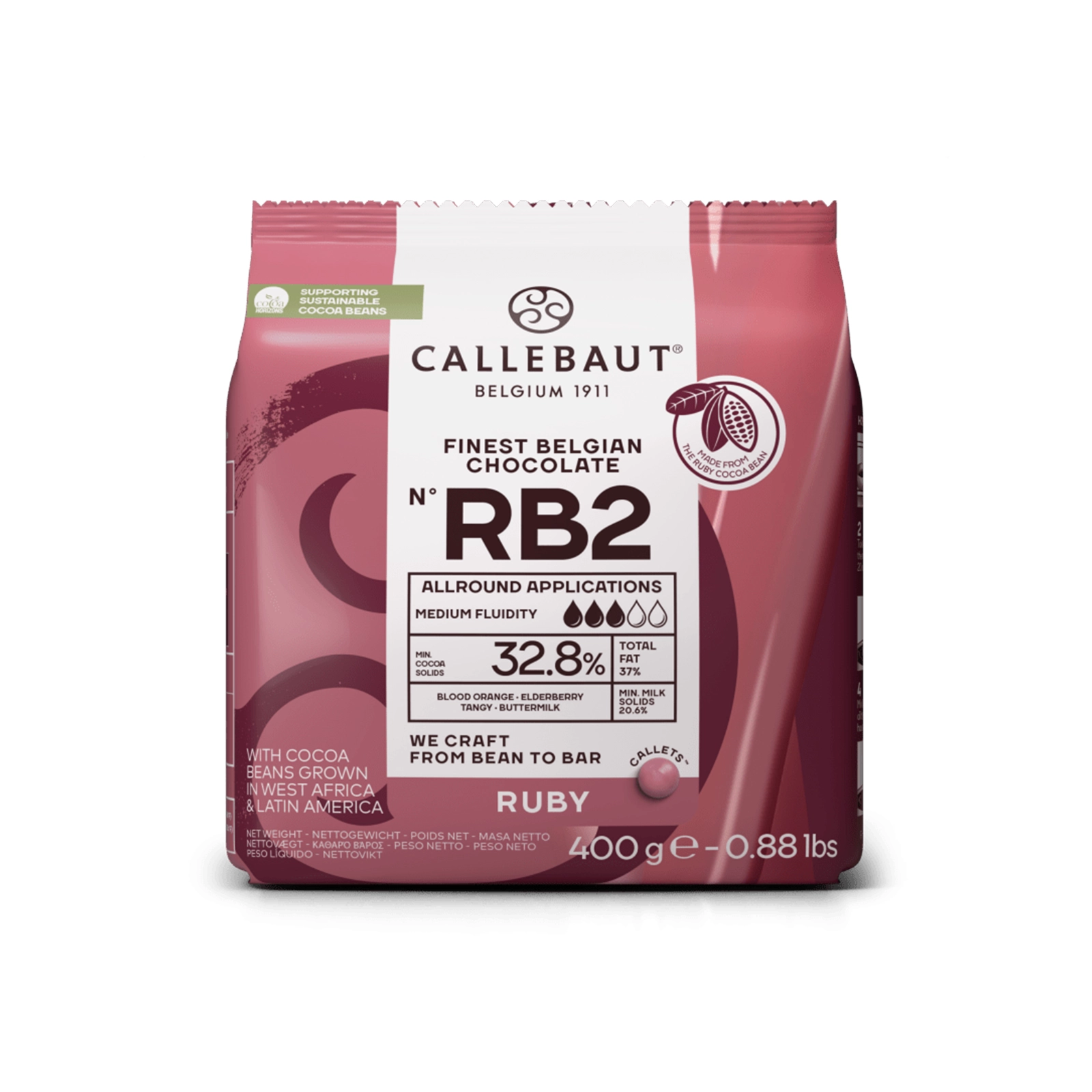 Callebaut Ruby Chocolate RB2, available from Keylink in the UK | Keylink Limited
